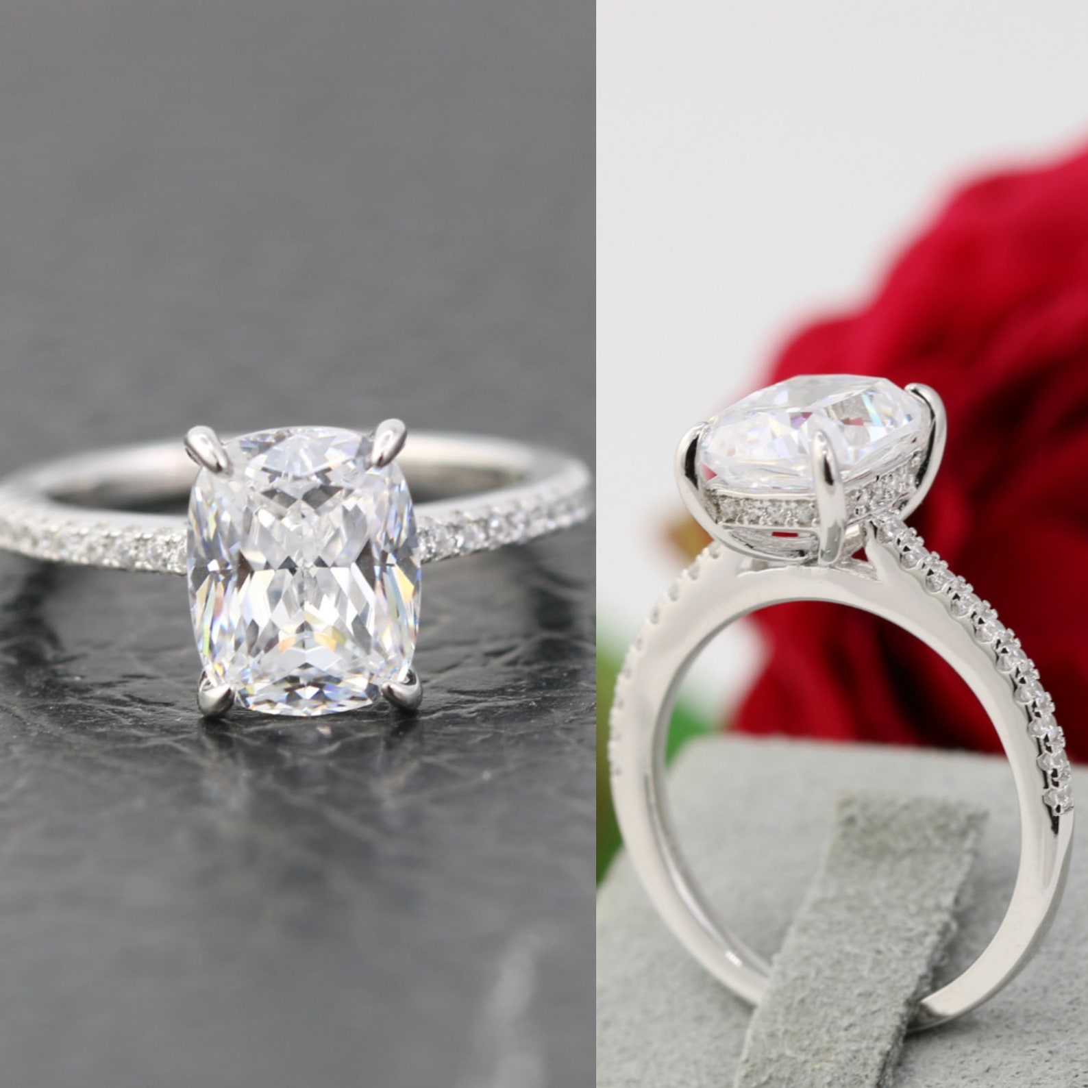 10x8mm 4ct Rectangle Cushion Cut Engagement Ring Cushion - Etsy