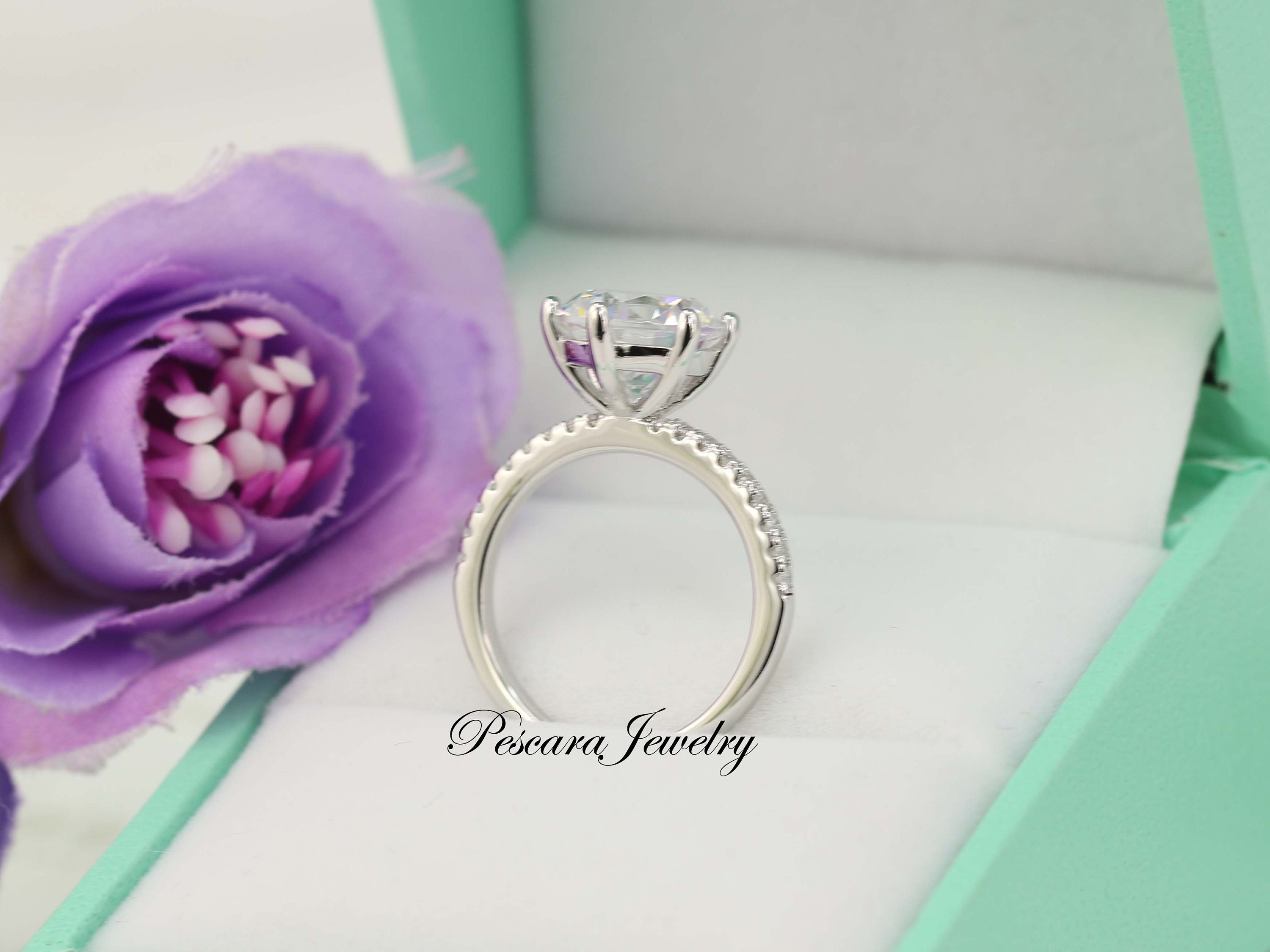 3.2ctw Round Cut Engagement Ring 6 Prongs Round Cut Ring | Etsy