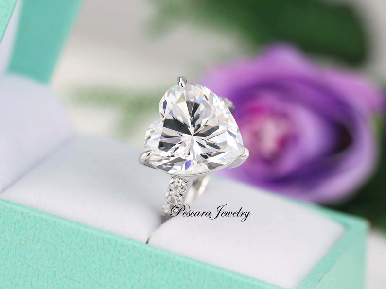 10 Ctw 14mm Heart Shape Engagement Ring Heart Shaped Ring - Etsy