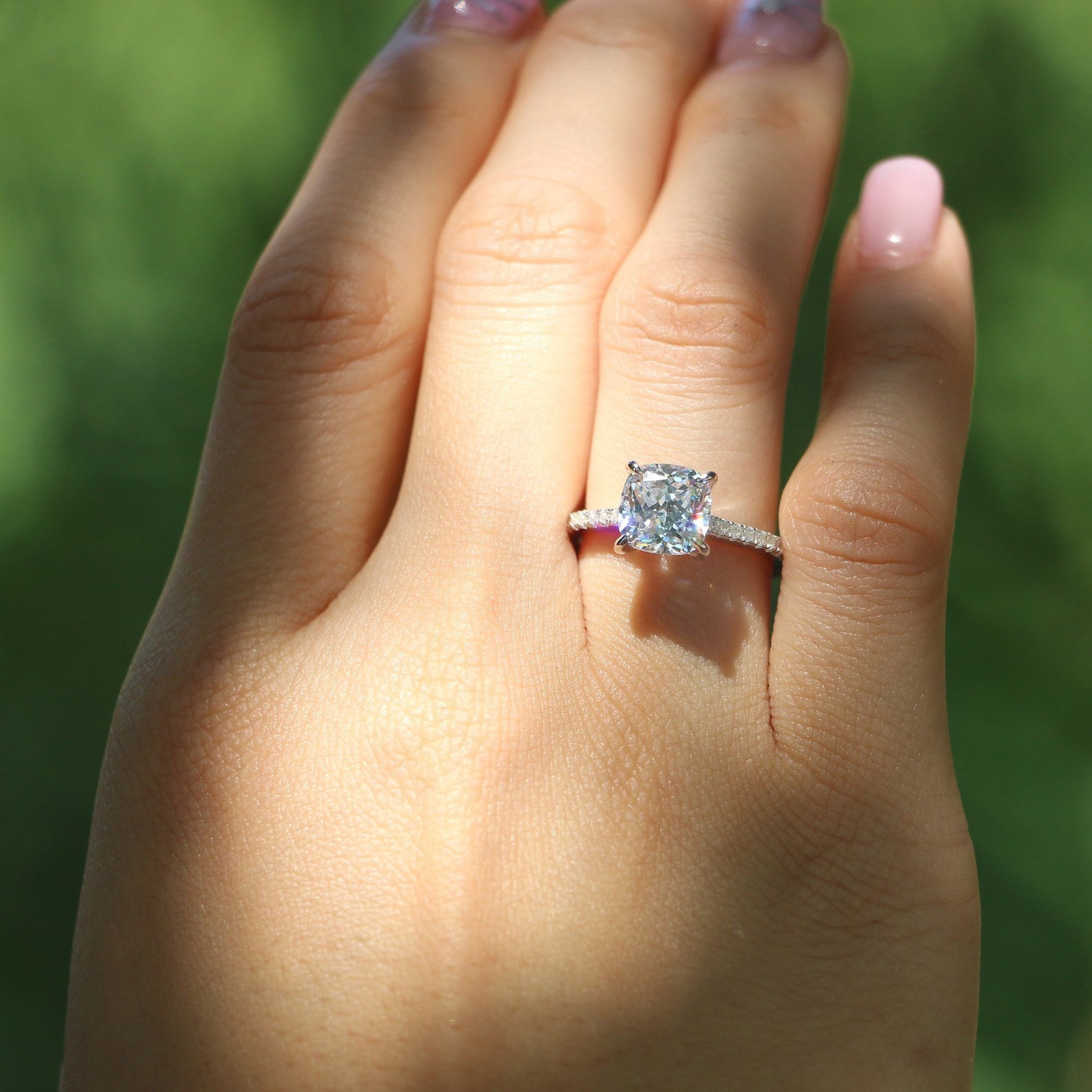 2.75ctw Cushion Cut Engagement Ring Cushion Solitaire Ring - Etsy