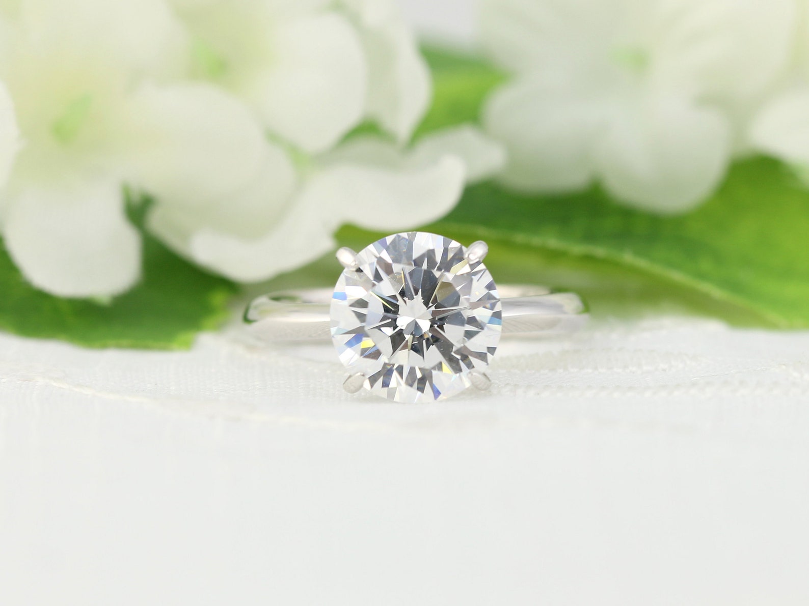 4ct Classic Round Solitaire Ring 4-prongs Round Cut Solitaire - Etsy