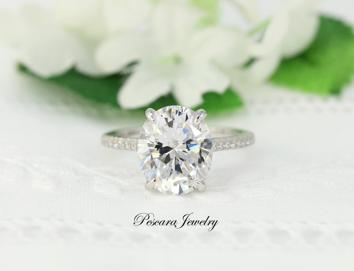 Oval Cut Engagement Ring Promise Ring Sterling Silver Half | Etsy