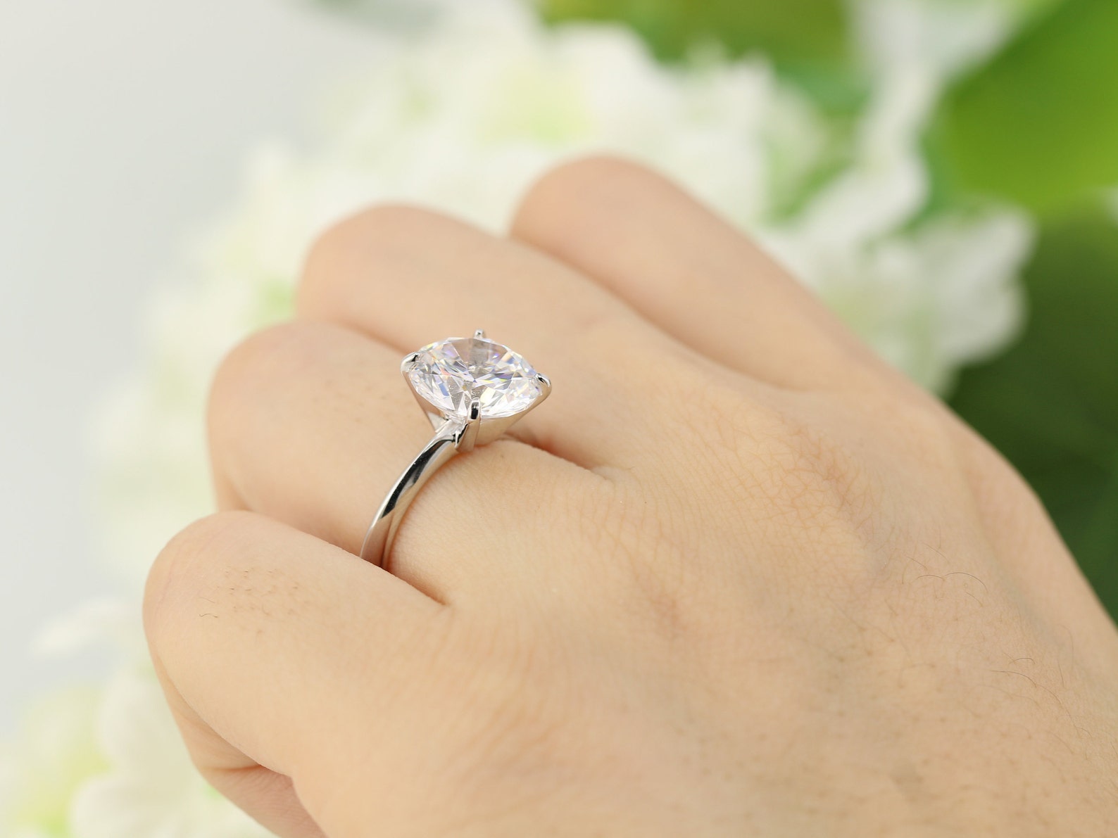 4ct Round Solitaire Engagement Ring Silver Classic Round Cut - Etsy