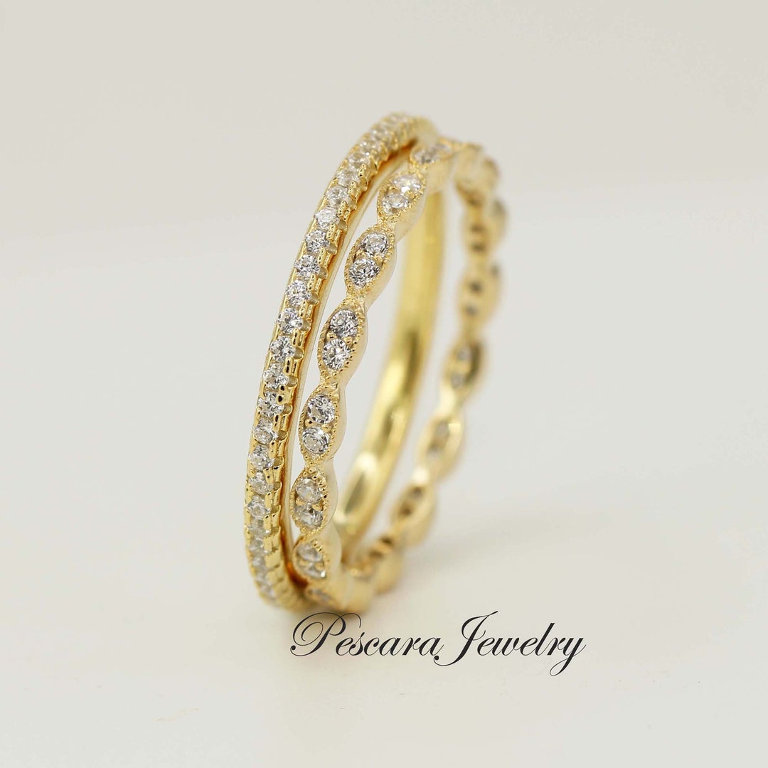 Yellow Gold Eternity Band Rings Art Deco Eternity Round Eternity Band ...