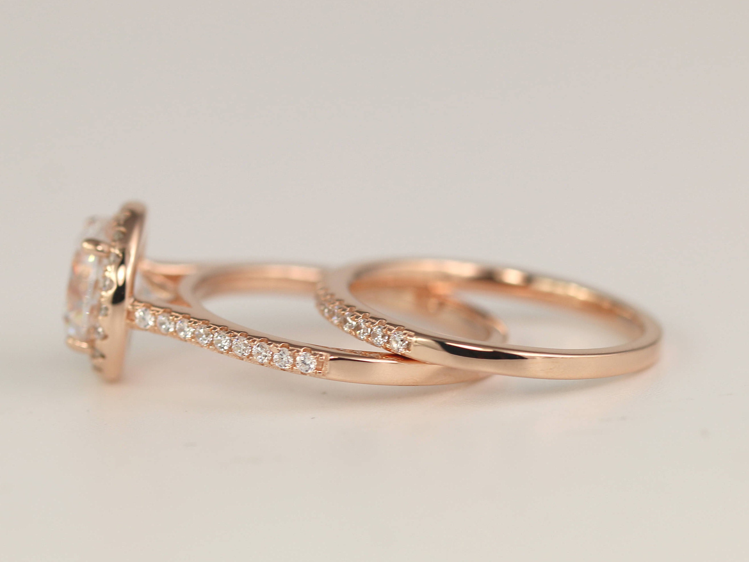Rose Gold Engagement Ring, 2 Carat Round Halo Engagement Ring, Wedding ...