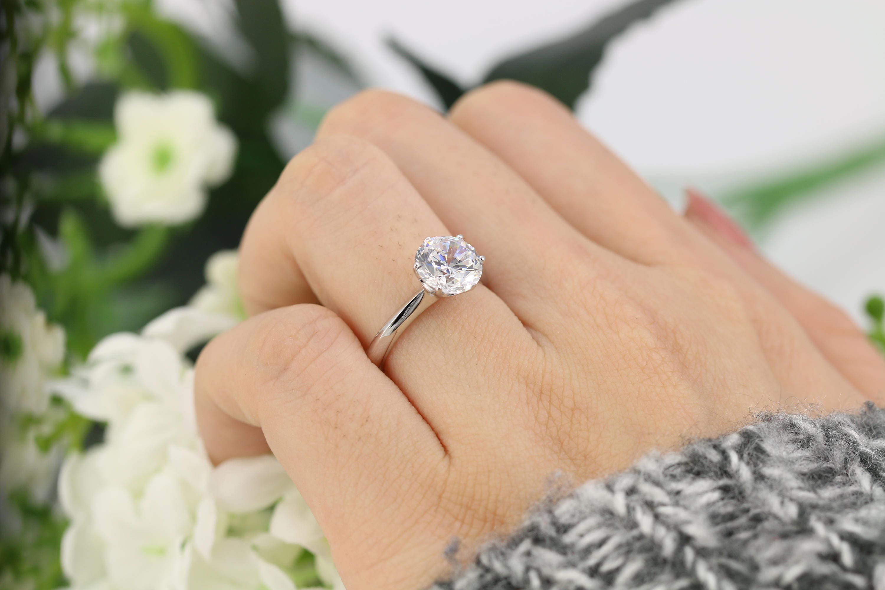 2ct Classic Solitaire Engagement Ring 6 Prongs Round | Etsy