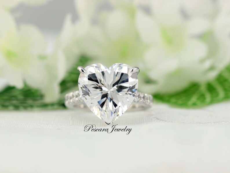 10 Ctw 14mm Heart Shape Engagement Ring Heart Shaped Ring - Etsy