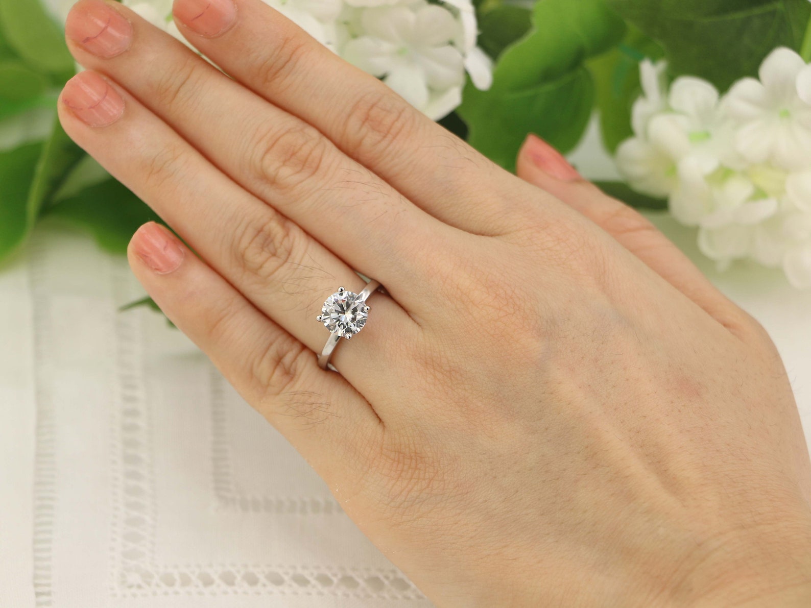 2 Carat Round Solitaire Ring 4 Prongs Round Stacking - Etsy