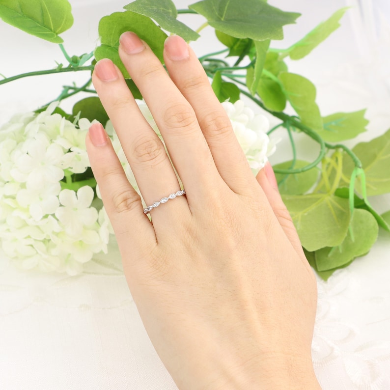 Art Deco Wedding Band Full Eternity Ring Stacking Ring - Etsy