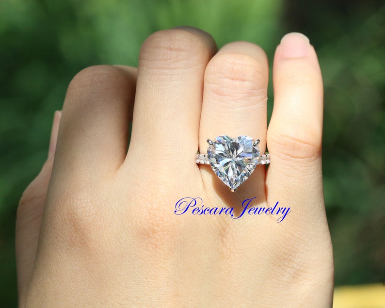 10 Ctw 14mm Heart Shape Engagement Ring Heart Shaped Ring - Etsy