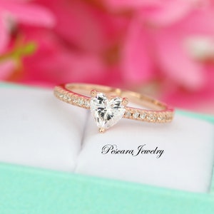 Rose Gold Engagement Ring, Rose Gold Heart Shaped Ring, 925 Heart ...