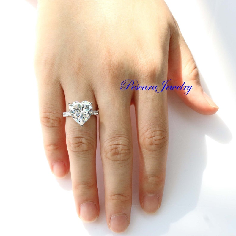 10 Ctw 14mm Heart Shape Engagement Ring Heart Shaped Ring - Etsy