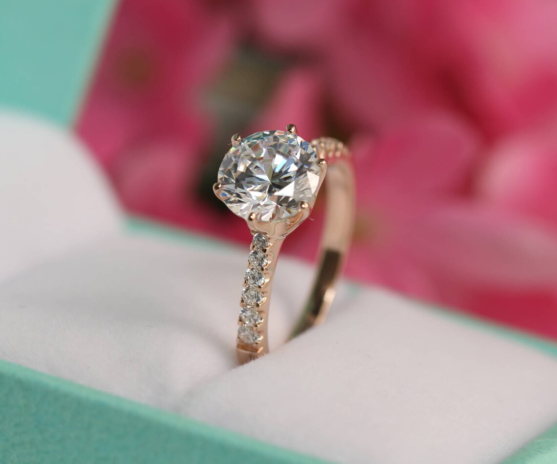 2 Carat Round Cut Solitaire Ring Engagement Ring 6 Prongs - Etsy