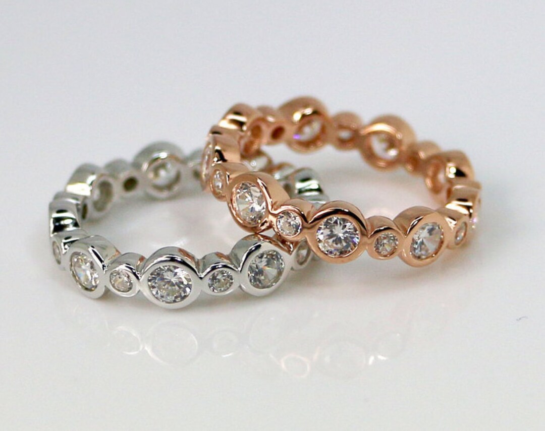 Sterling Silver Bezel Set Eternity Ring - CZ Eternity Ring, Cubic ...