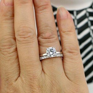 2 Carat Round Solitaire Stacking Engagement Ring Set 2mm Eternity Band ...