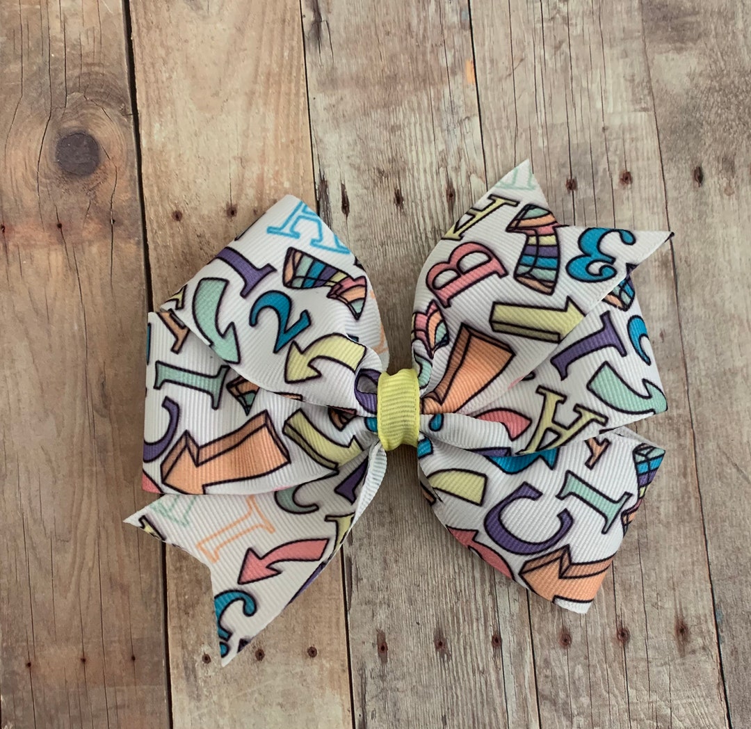 ABC Bow, School Bow, Kindergarten Hair Bow, Preschool Bow, Back to ...
