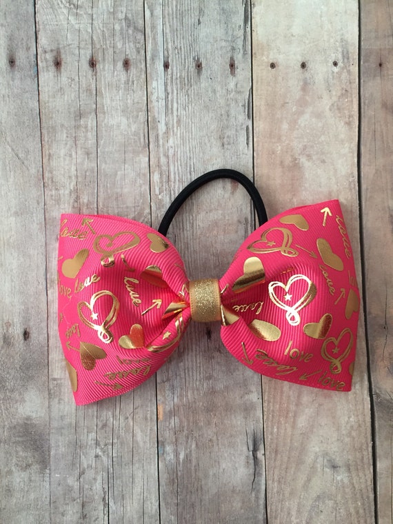 Valentine's Love Bow Pink Valentines Day Bow Tailless - Etsy