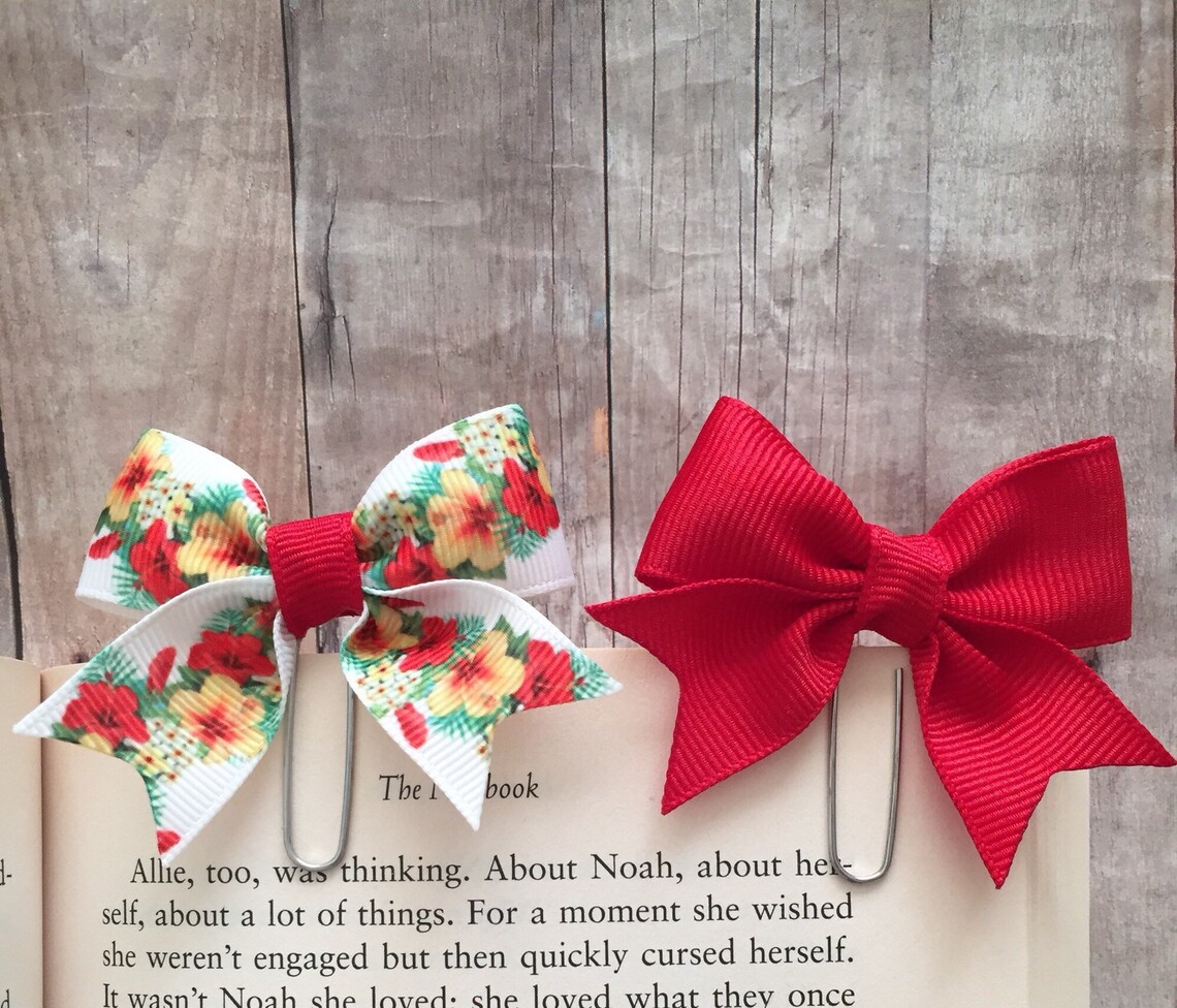 Hibiscus Flower Bookmark Bow Bookmark Bow Paperclip Bow | Etsy