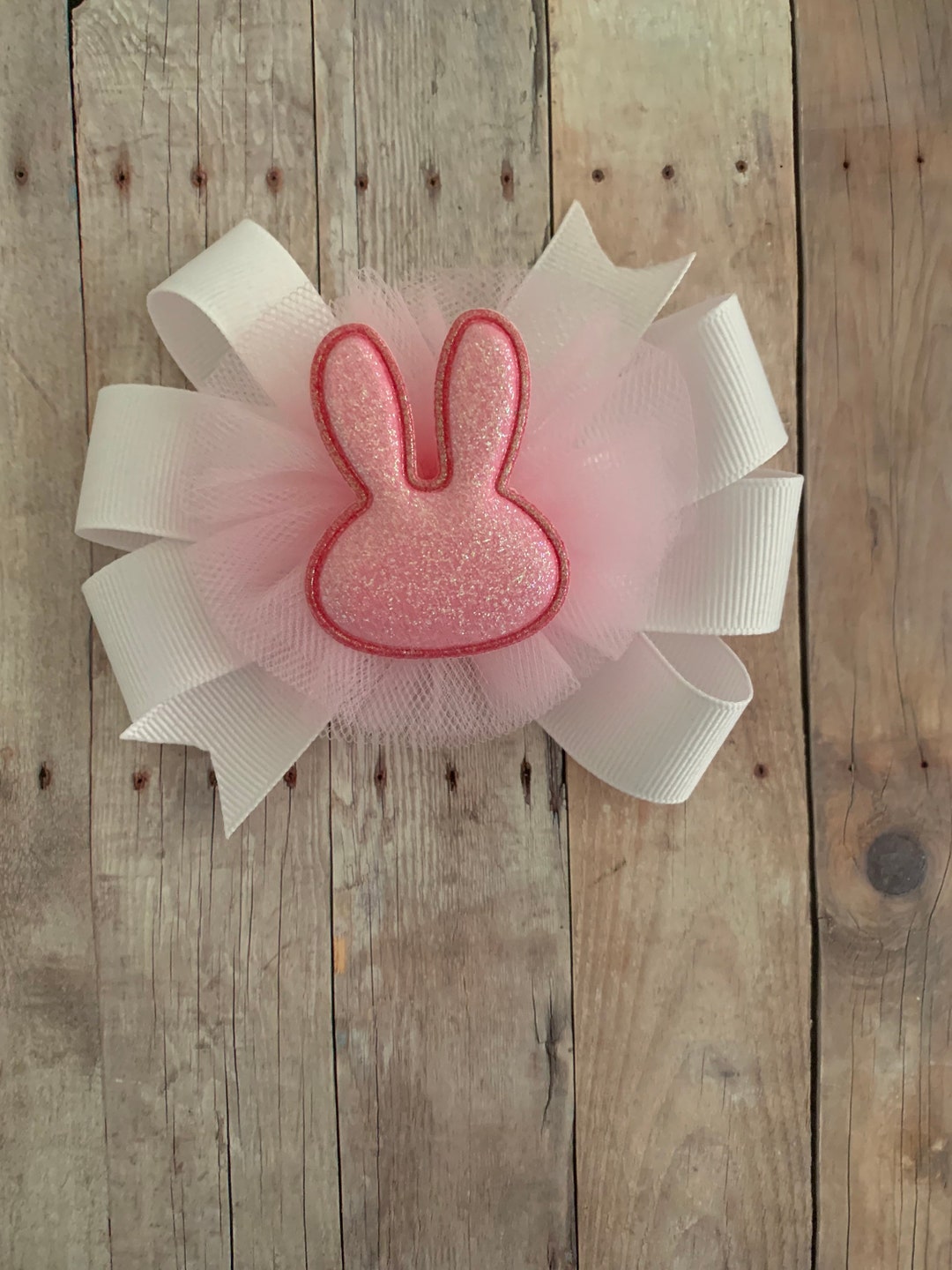 Bunny Bow, Easter Hair Bow, Pink Bunny Bow, Spring Bow, Pink Easter ...