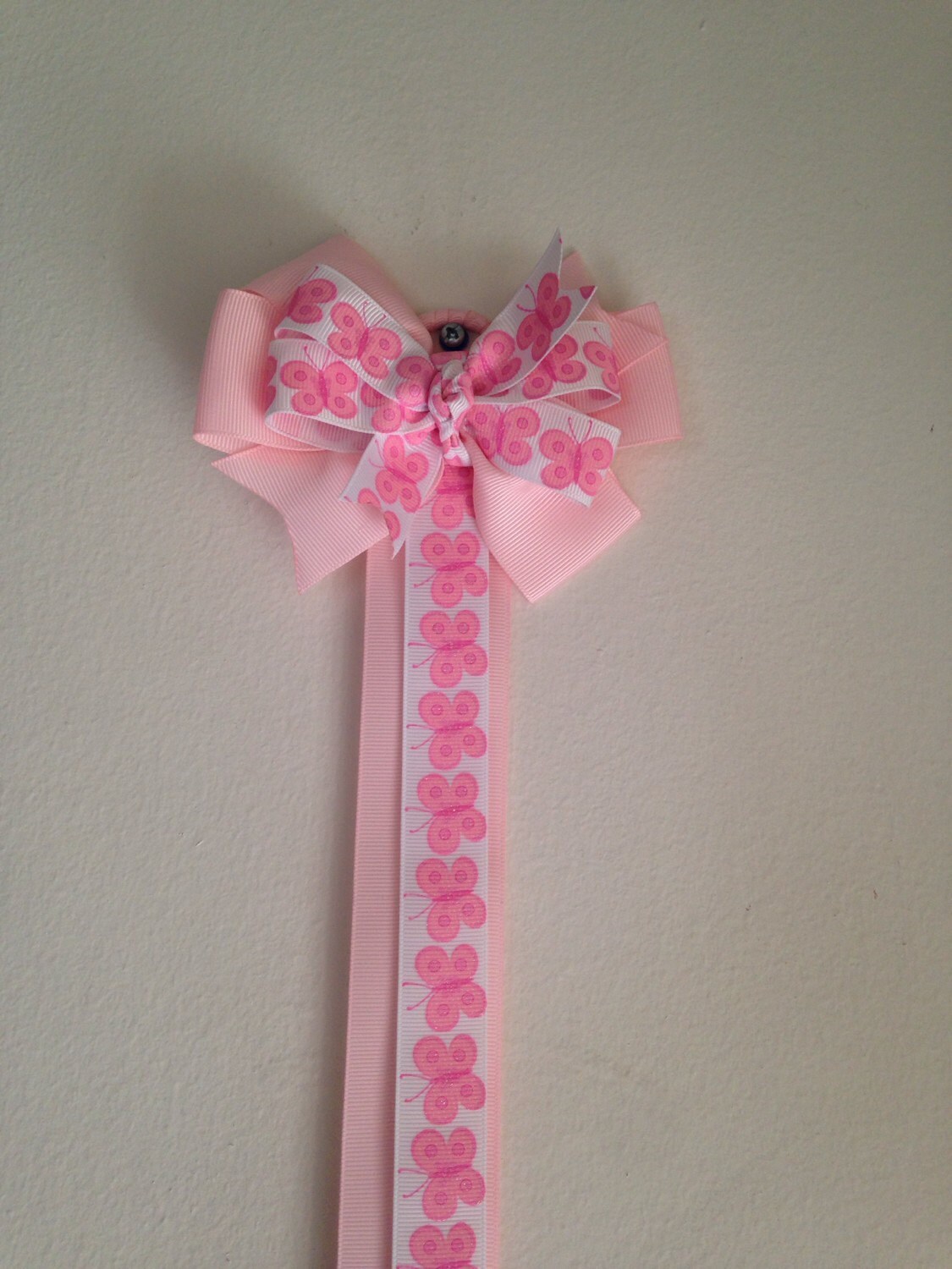 Ribbon Bow Holder Pink Butterfly Ribbon Bow Holder Hair Bow - Etsy