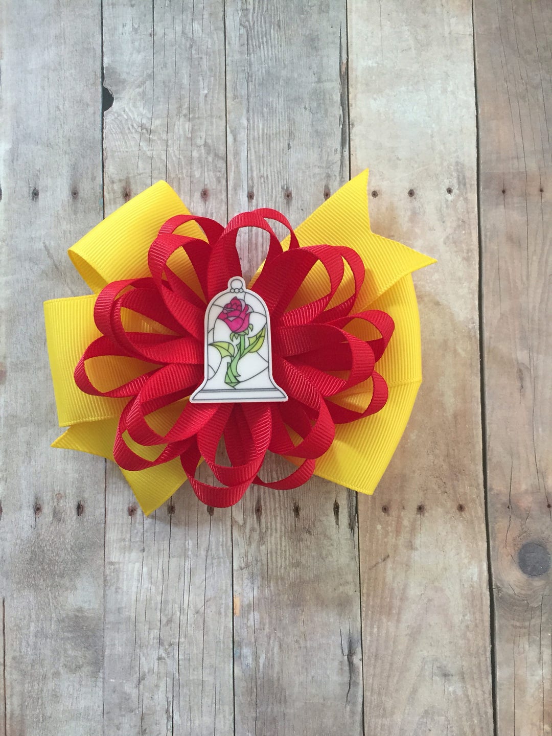 Enchanted Rose Pinwheel Bow, Belle Bow, Flower Bow - Etsy