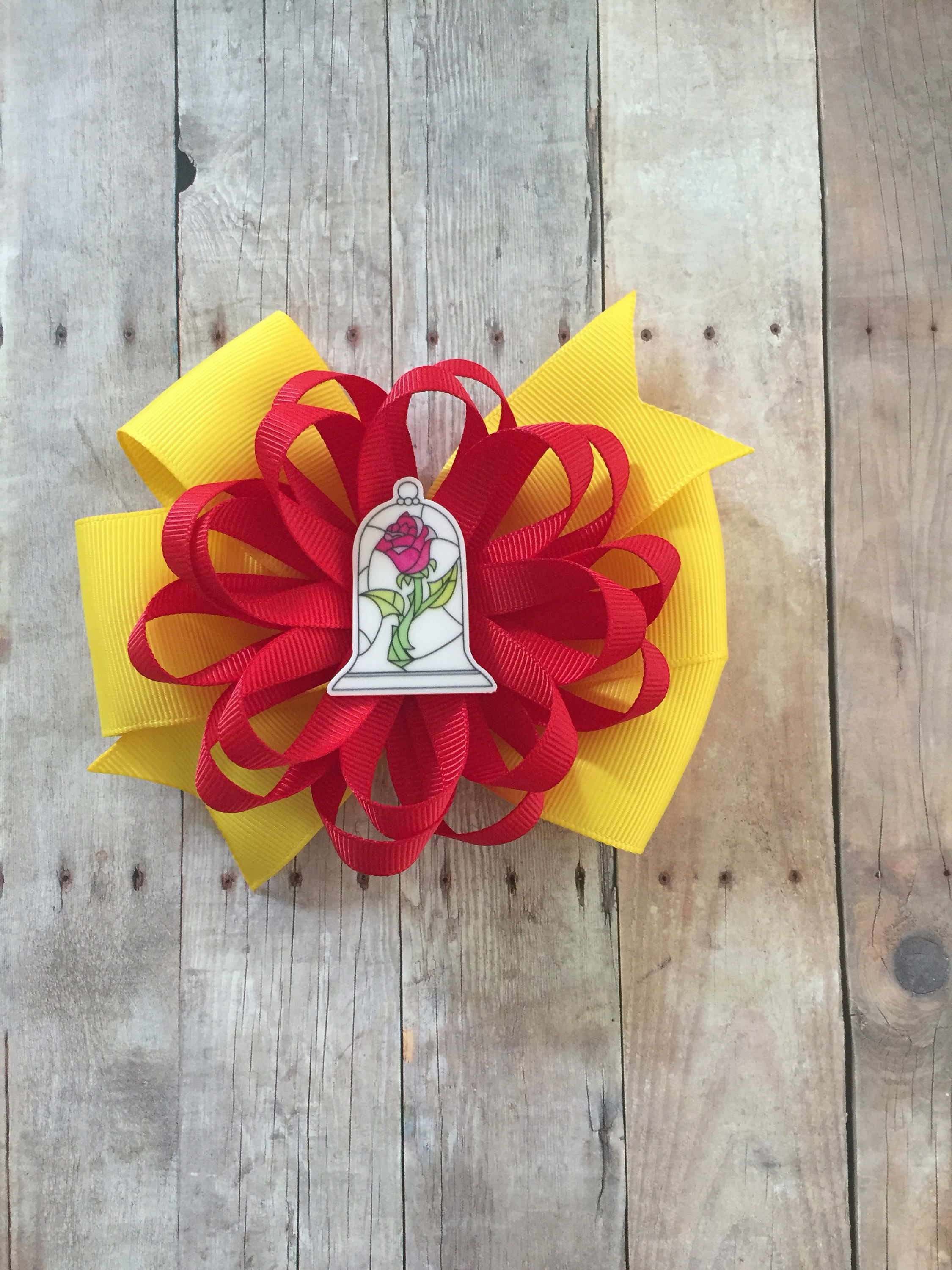 Enchanted Rose Pinwheel Bow, Belle Bow, Flower Bow - Etsy