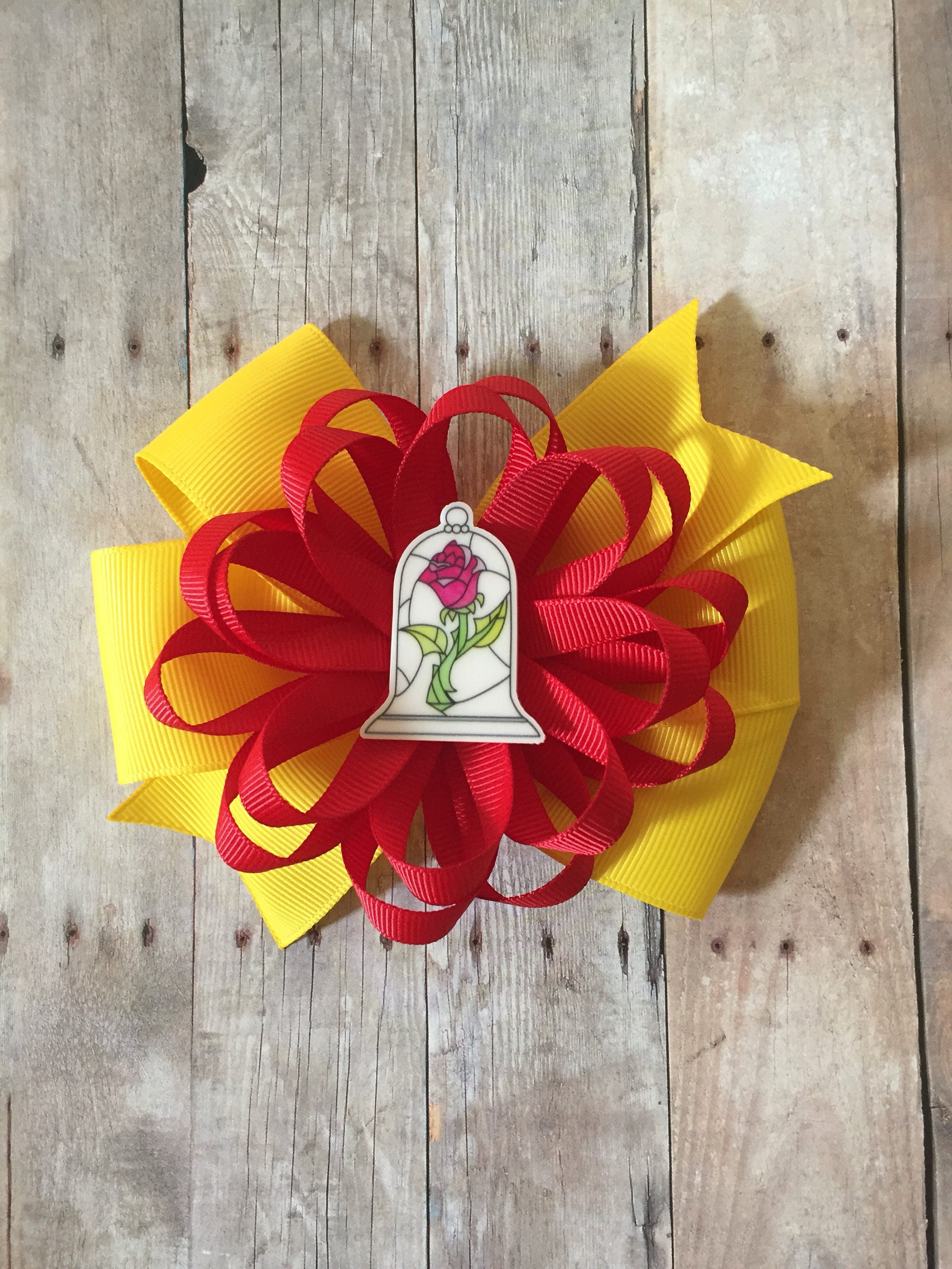 Enchanted Rose Pinwheel Bow, Belle Bow, Flower Bow - Etsy