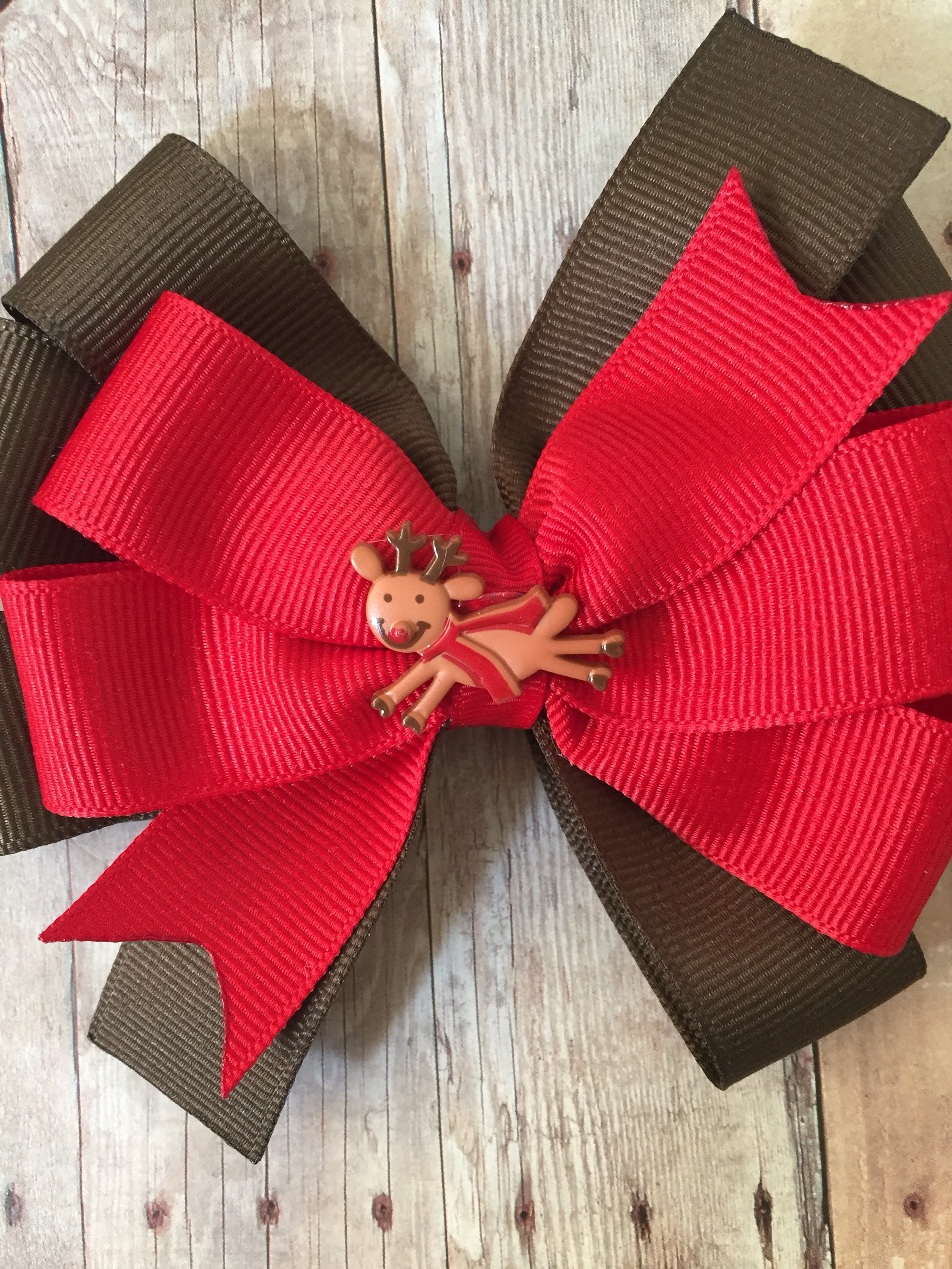 Rudolph Pinwheel Bow Christmas Hair Bow Reindeer Bow - Etsy