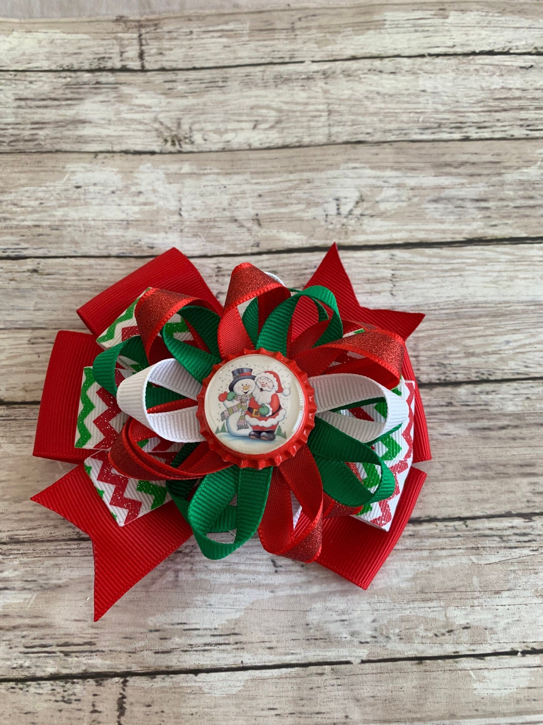 Christmas Bow, Santa Bow, Holiday Bow, Snowman Hair Bow, Christmas Hair ...