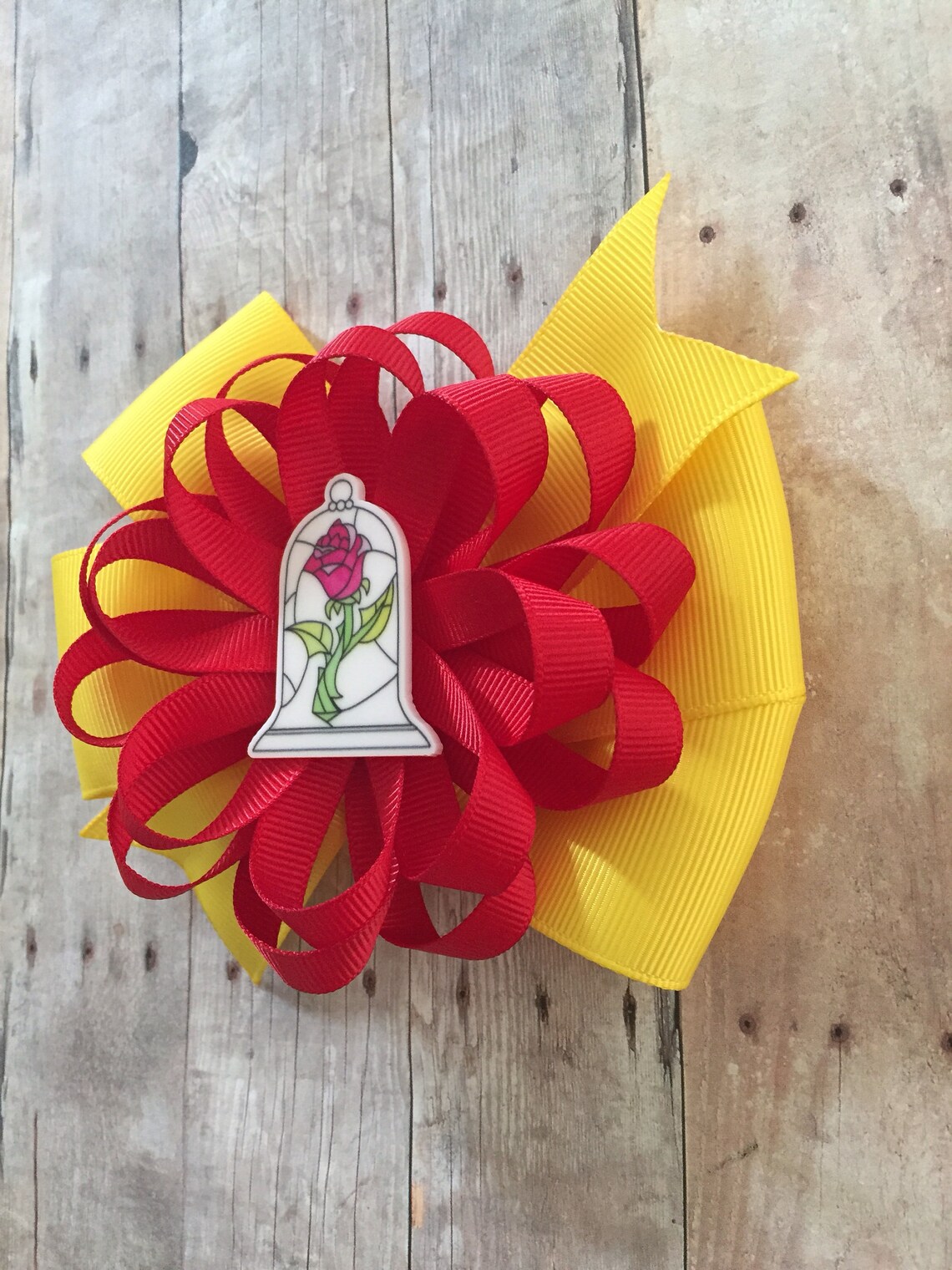 Enchanted Rose Pinwheel Bow, Belle Bow, Flower Bow - Etsy