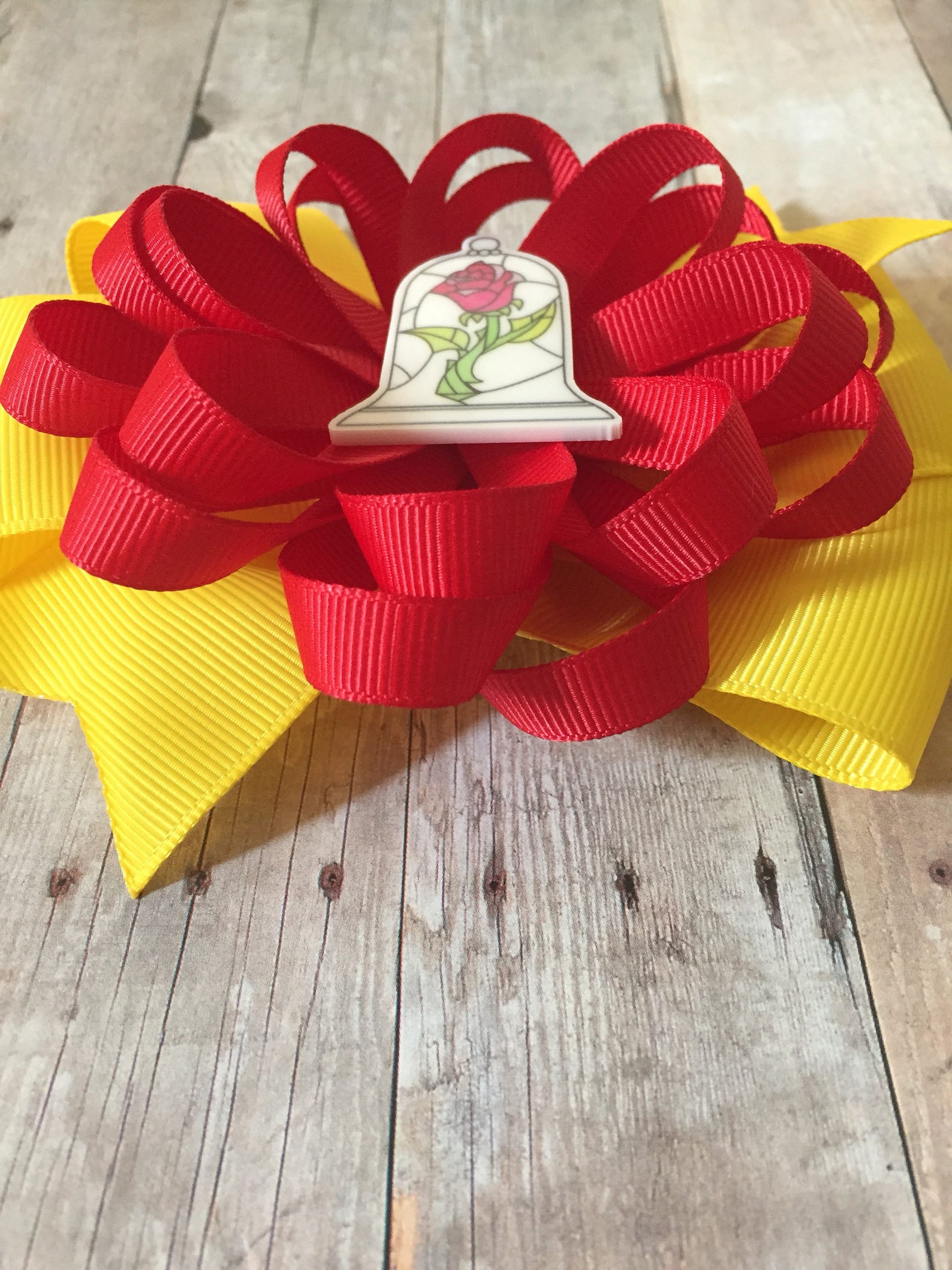 Enchanted Rose Pinwheel Bow, Belle Bow, Flower Bow - Etsy