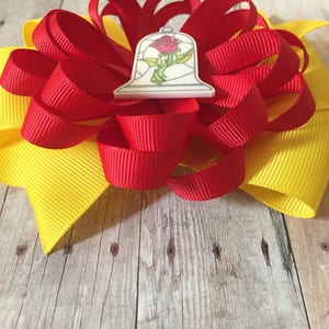 Enchanted Rose Pinwheel Bow, Belle Bow, Flower Bow - Etsy