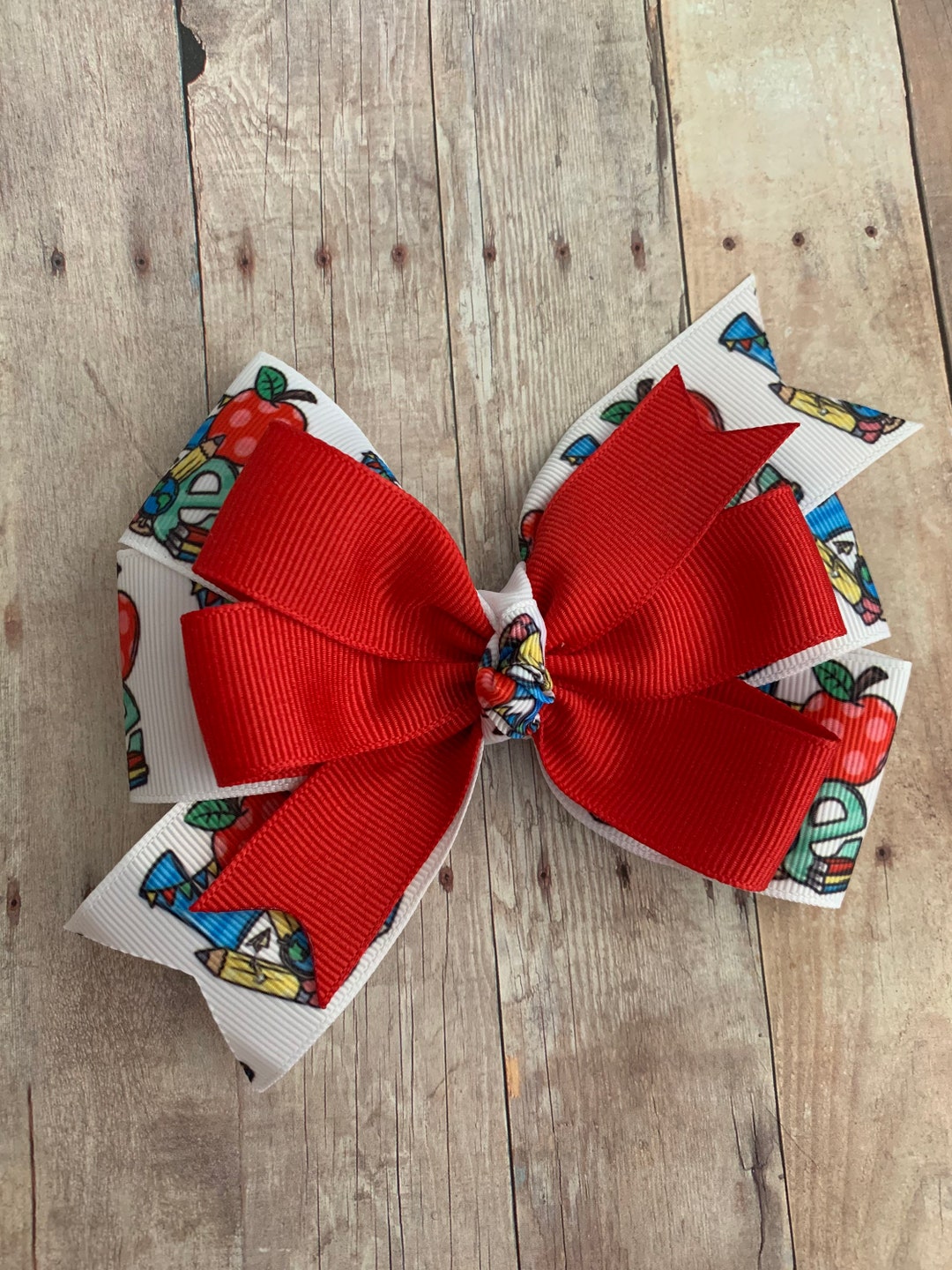 School hair bow, Back to School Bow, 1st Grade Bow, Kindergarten Bow ...
