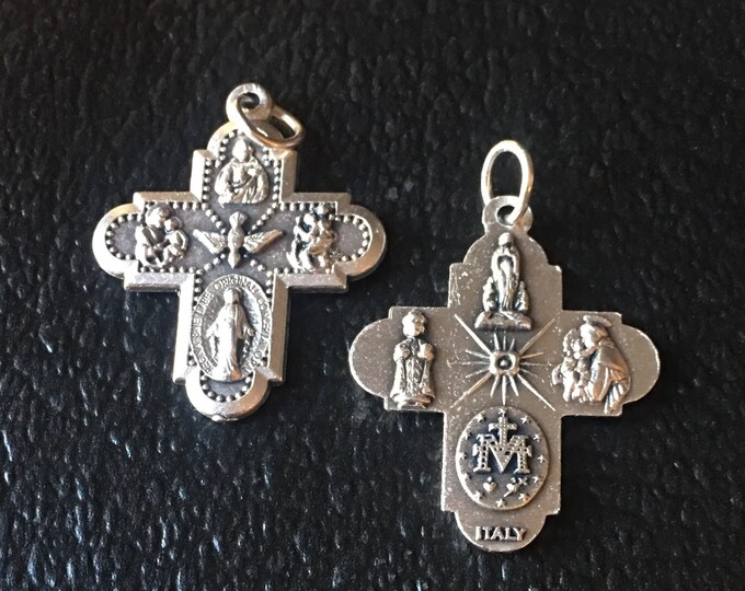 Jesus Four Way Cross Double Sided Medal ONE INCH LARGE Italy - Etsy