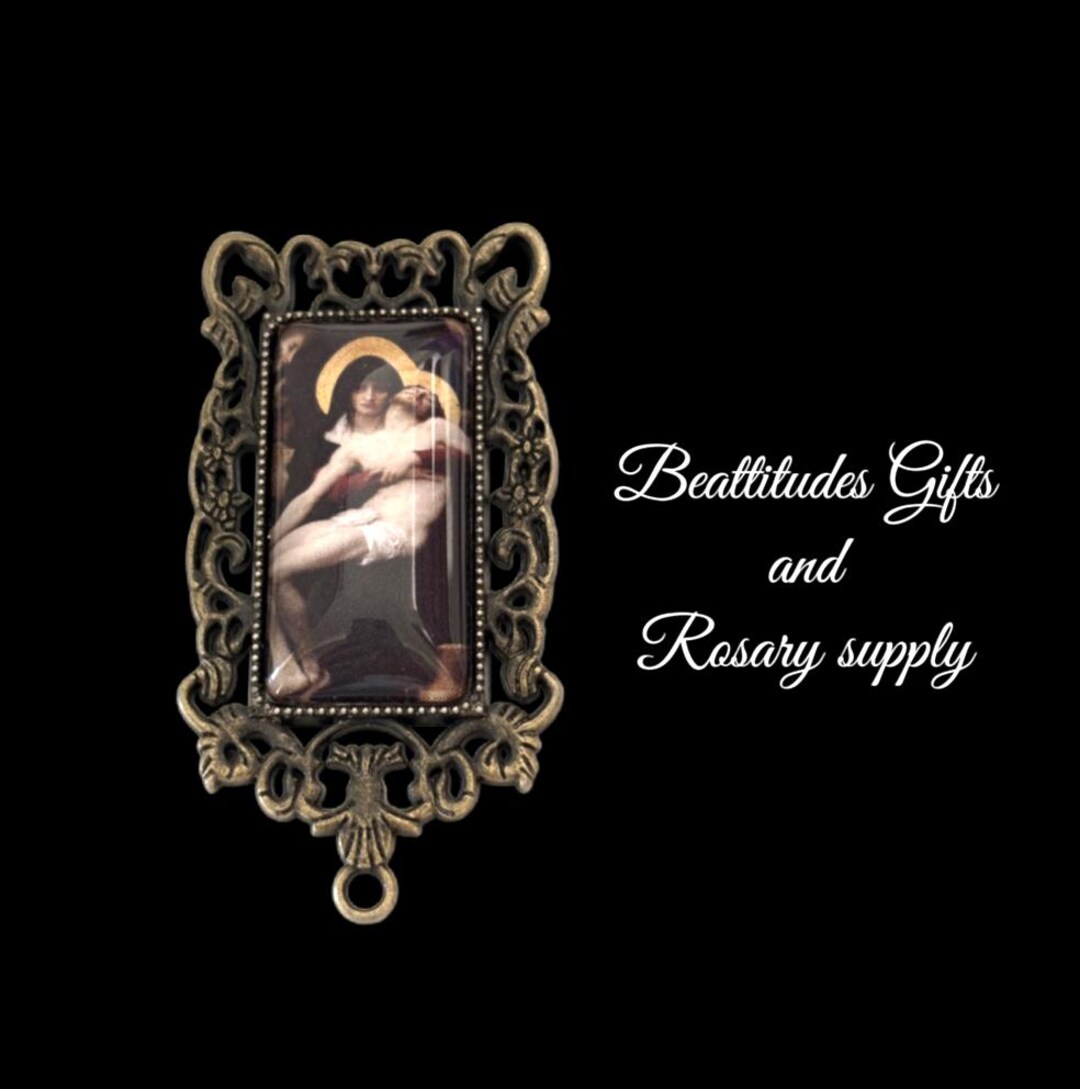 PIETA Rosary Centerpiece Jewelry Ex Large Connector Virgin Mary With ...