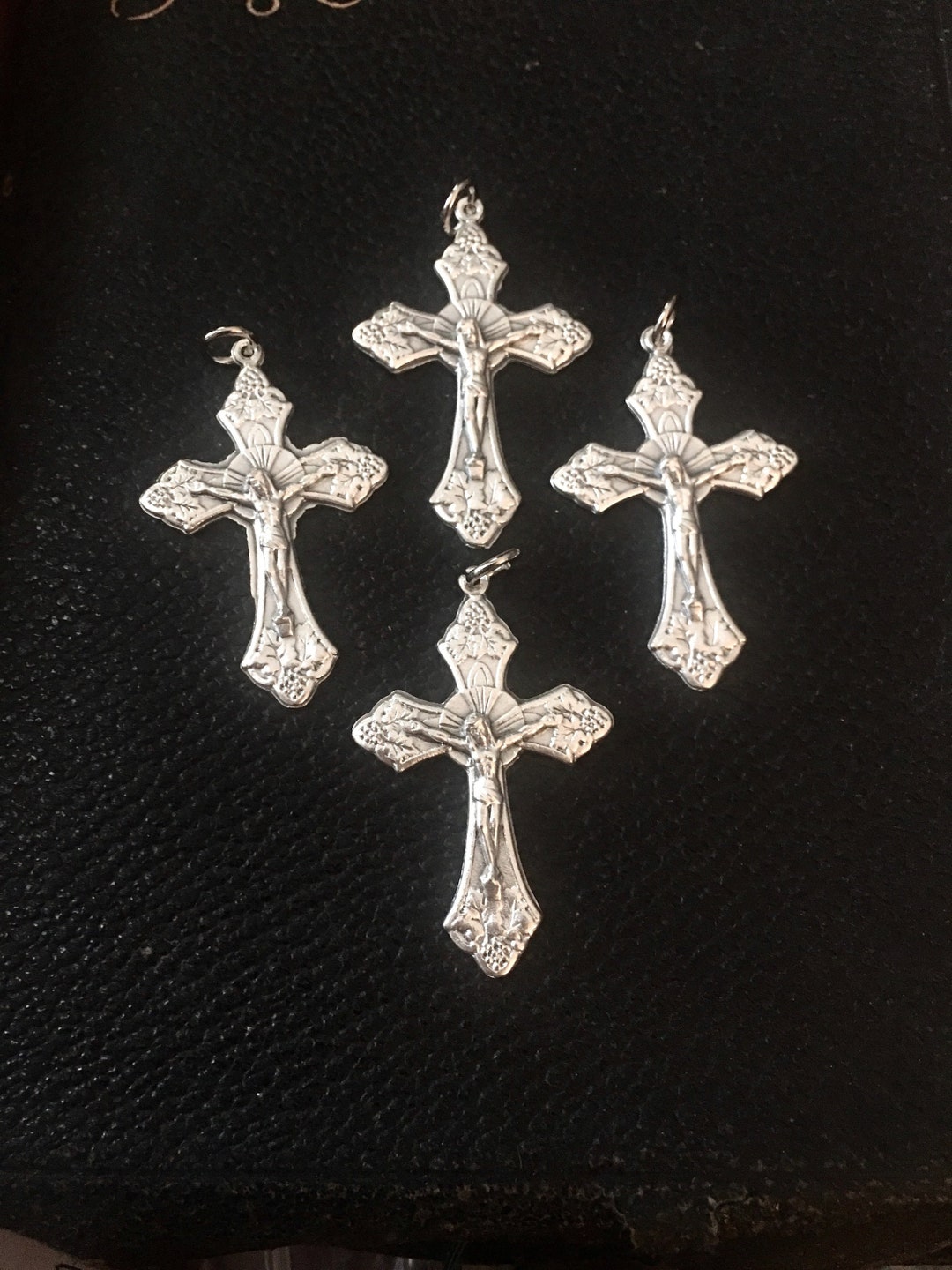 Lot of 4 Silver Tone Made Crucifix for Rosary Cross or Jewelry Cross ...