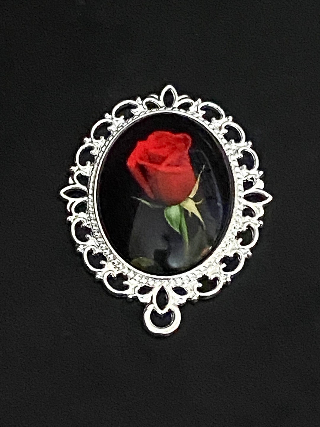 ROSES FOR MARY Madonna Rosary Centerpiece Connector Bright Silver Tone ...