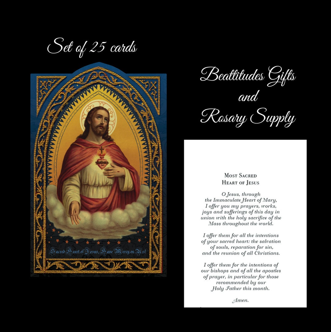 SACRED HEART of JESUS Prayer Cards Set of 25 Jesus Cards Full - Etsy