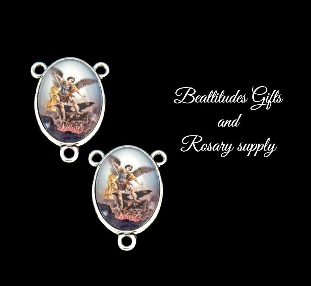 Saint Michael Rosary Centerpiece Set of 2 Chaplet Center Piece Jewelry ...
