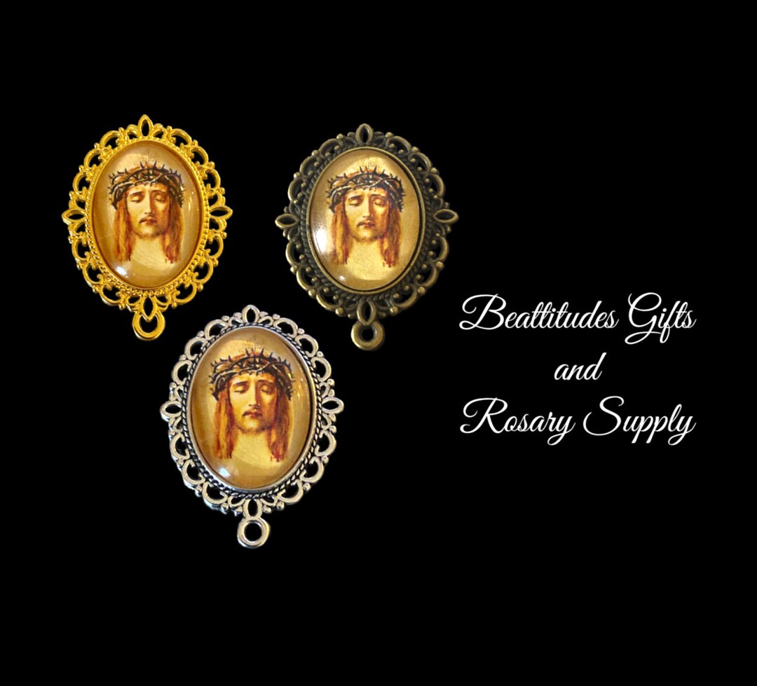 HOLY FACE of JESUS Rosary Center Piece Connector Large Size Veronica's ...