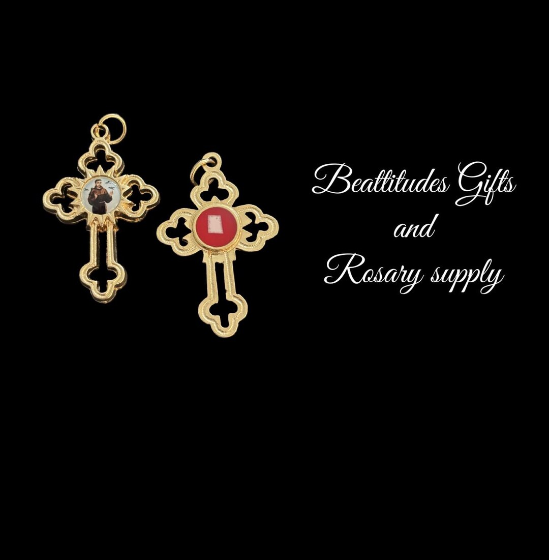 Set of 2 Saint Francis Relic Crosses Catholic Double Sided Crucifix ...