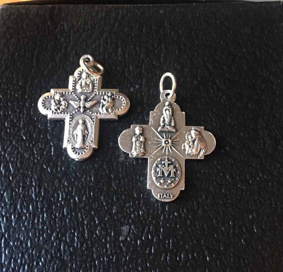 Jesus Four Way Cross Double Sided Medal ONE INCH LARGE Italy - Etsy