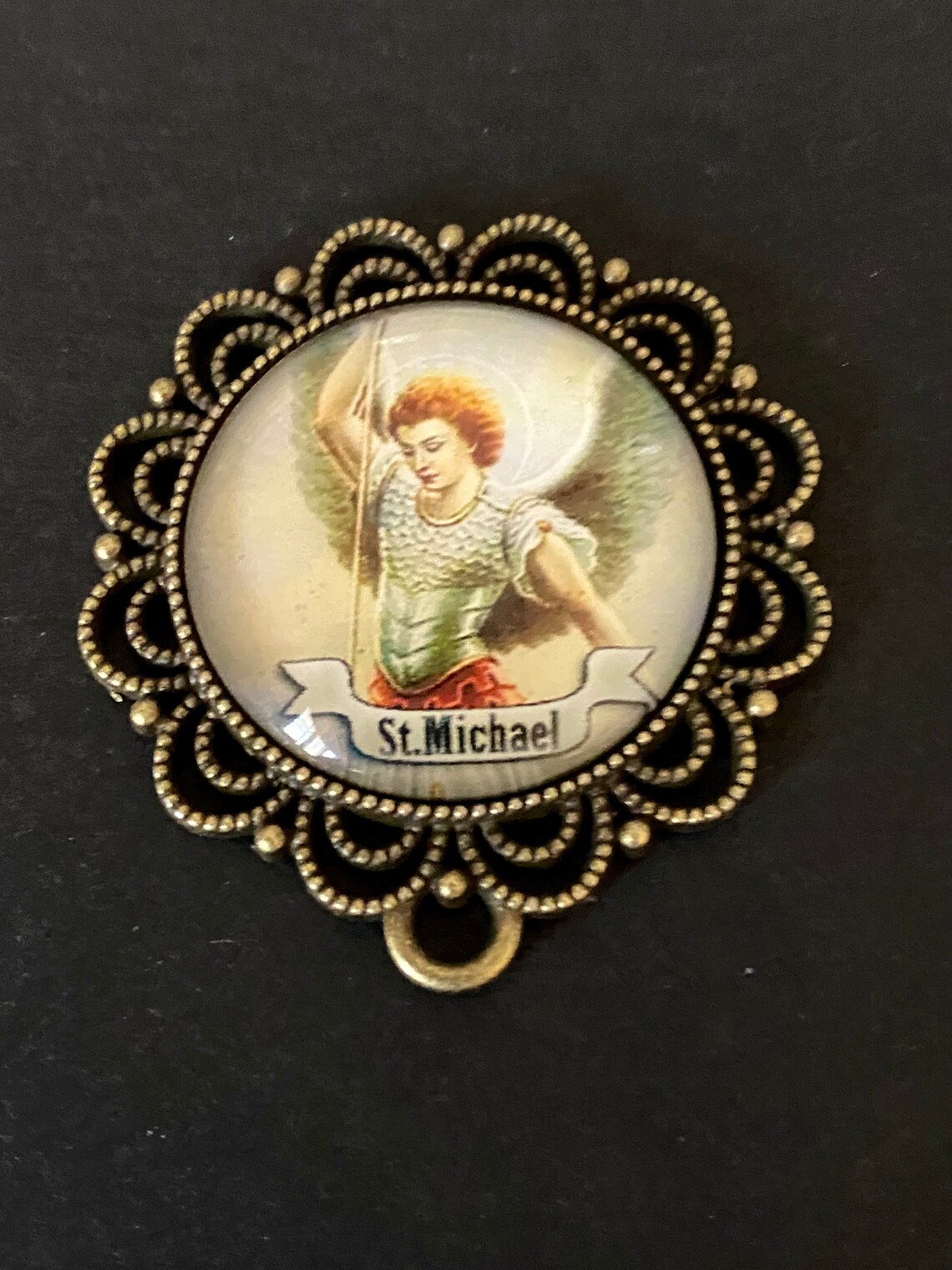 Saint Michael Rosary Centerpiece Brass Color ARCHANGEL Large Chaplet ...