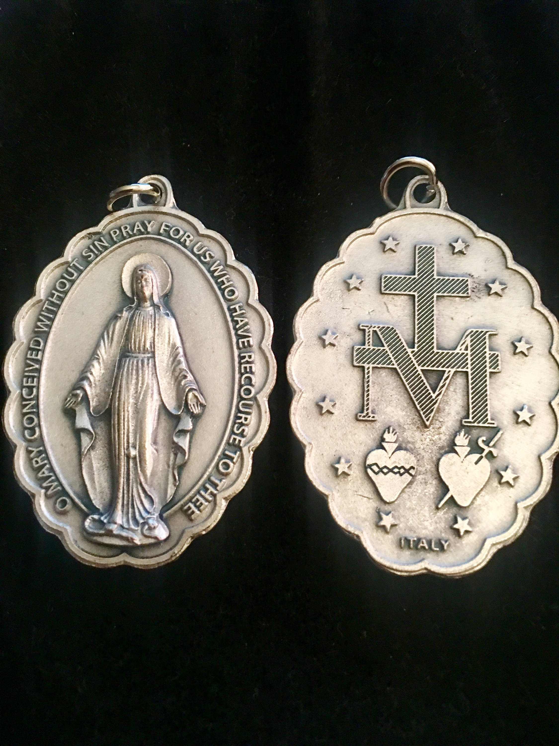 Set of 2 Miraculous Medals Virgin Mary Medal From Italy Large | Etsy