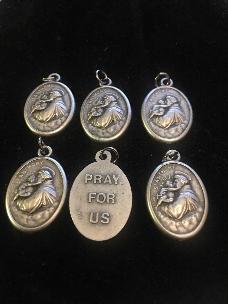 Saint Anthony Medal Set of 6 Oxidized Silver ITALY Rosary - Etsy