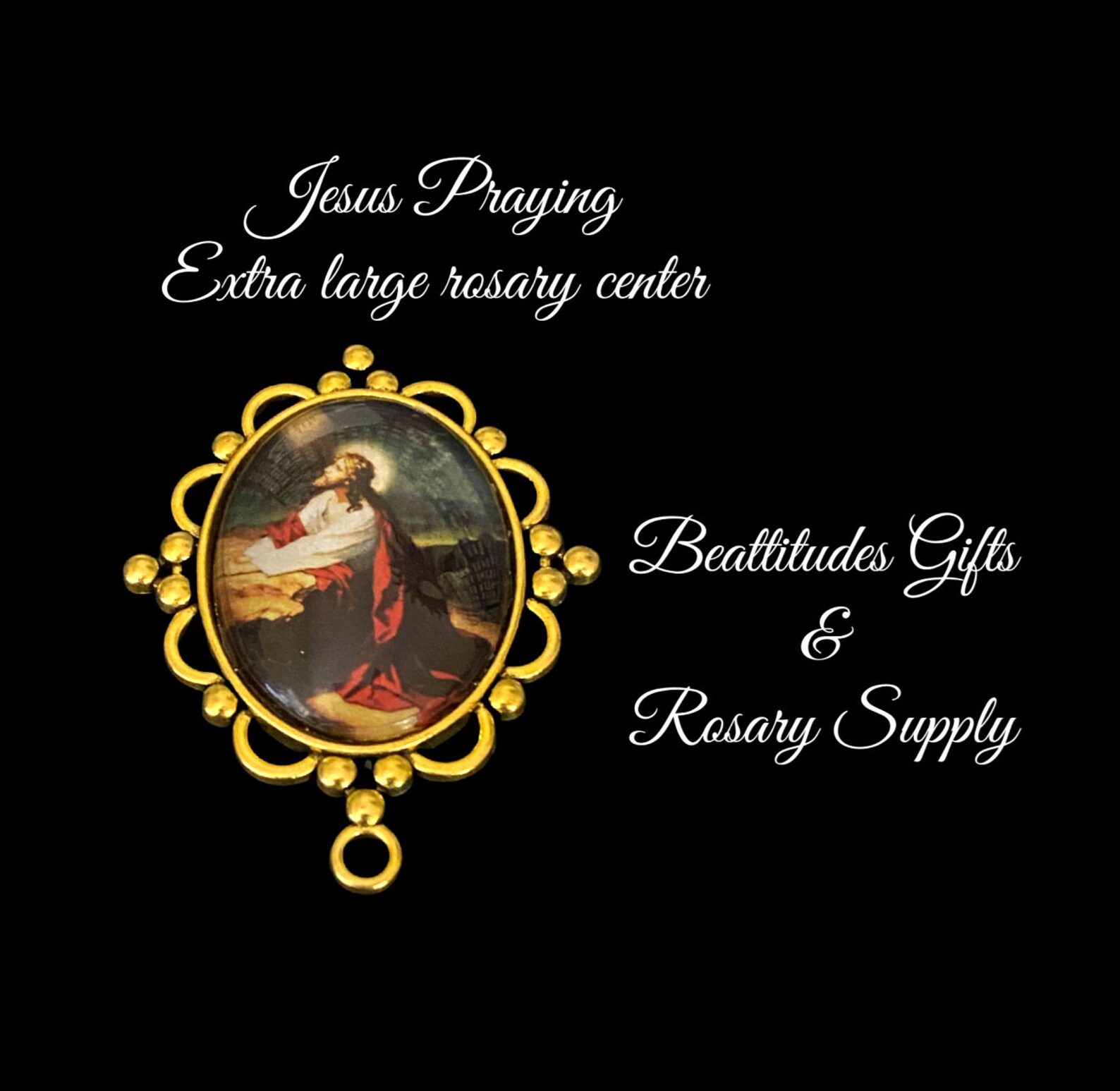 JESUS Praying Easter Gift EXTRA LARGE Rosary Centerpiece Art Catholic ...