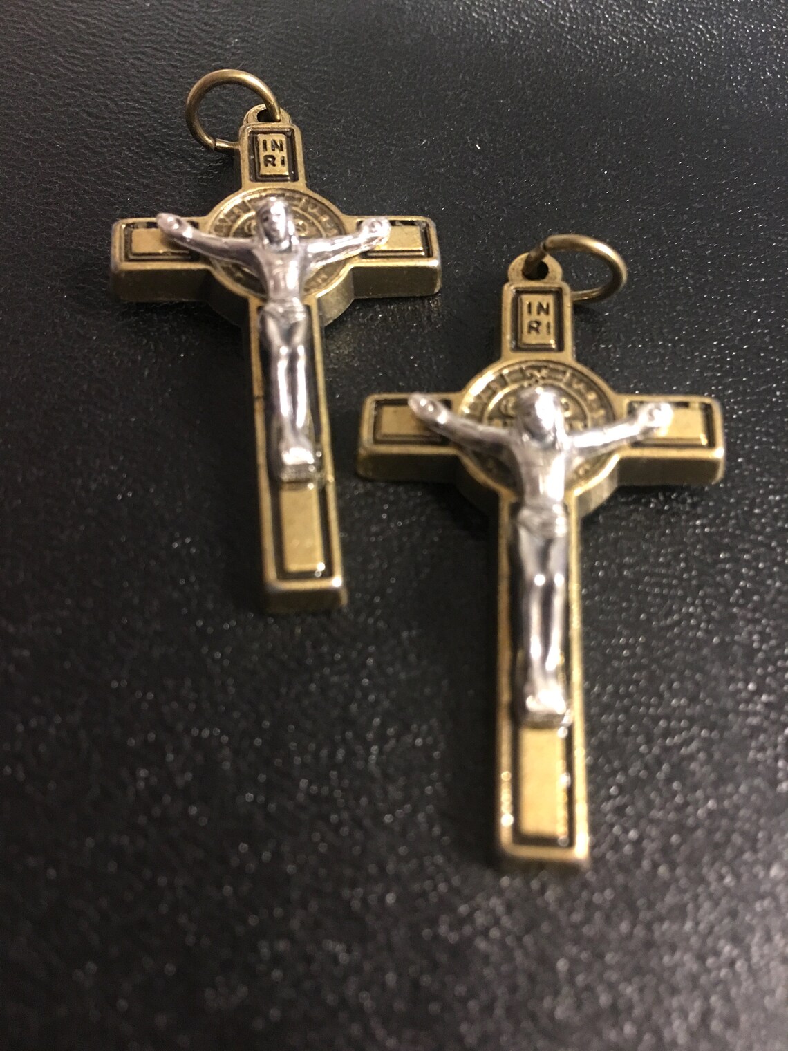 Benedict Double Sided Medal Crucifix Set of 2 Silver Brass - Etsy