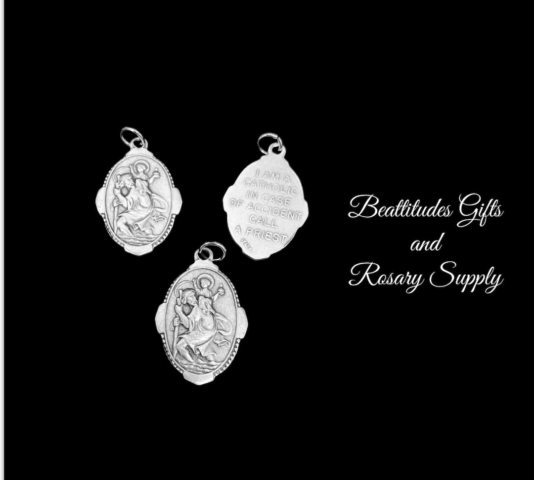 SAINT CHRISTOPHER PRAYER Medals Lot of 3 From Italy Saint of Travelers ...