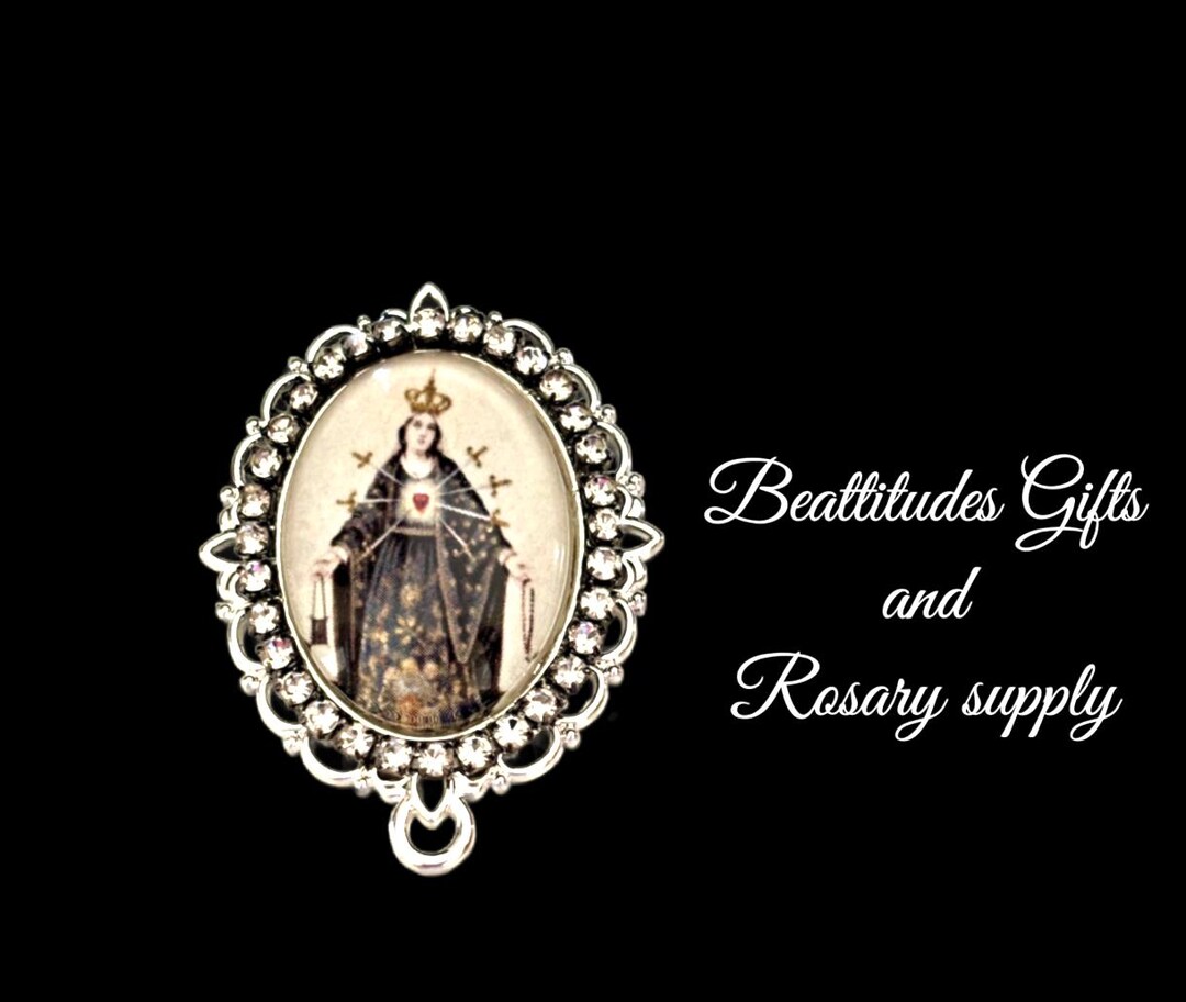 Madonna RHINESTONE SEVEN SWORDS Sorrowful Mother Mary Easter Rosary ...