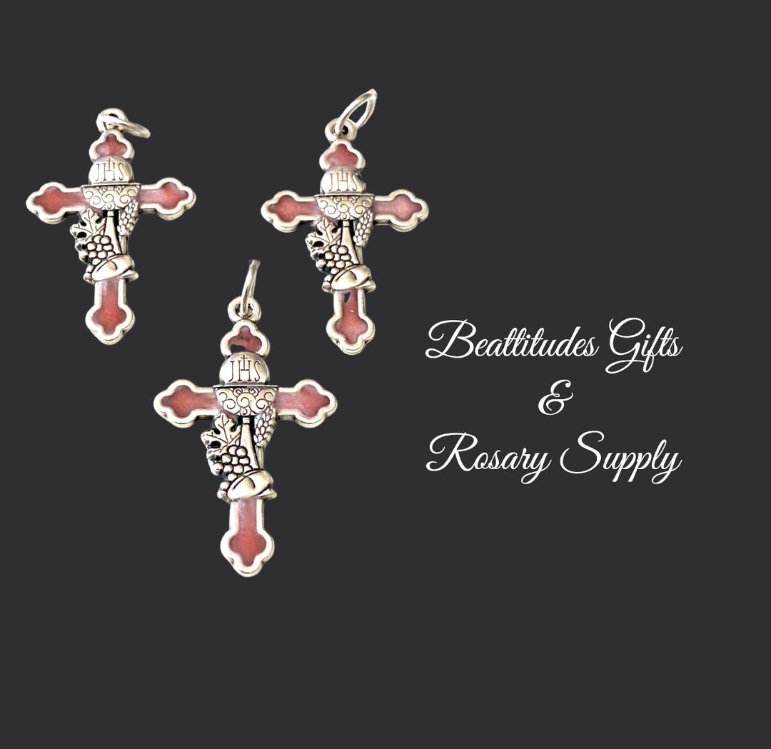 PINK COMMUNION CROSS Set of 3 Crucifix Made in Italy Best Quality ...